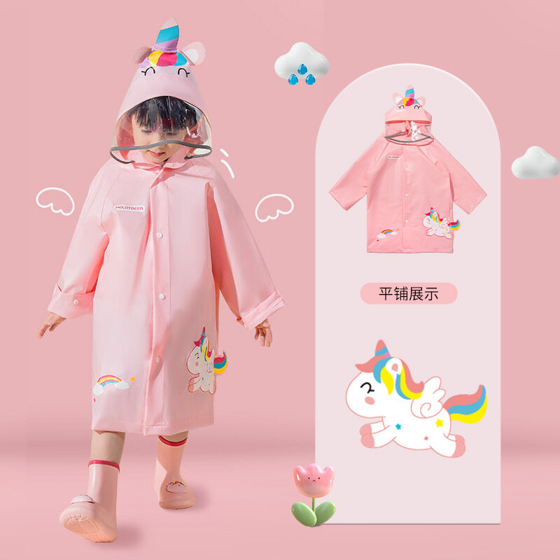 Детский дождевик с мультяшным единорогом для девочек, милый пончо для дождя, оптовая продажа