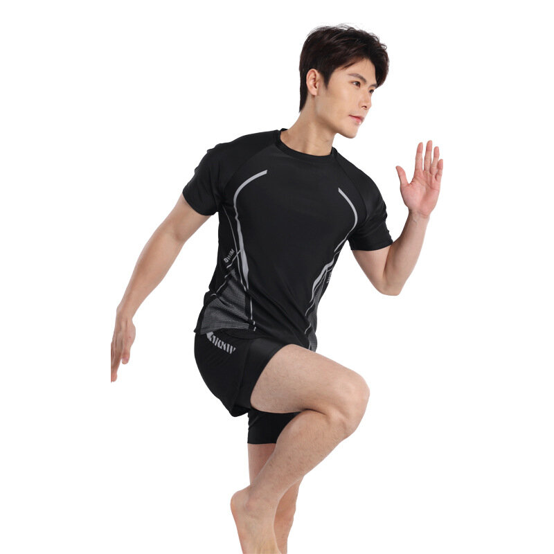 2025 Мужской спортивный новый комплект одежды с быстрой сушкой, летний, для бега на улице, фитнеса, плавания, дышащий, полный комплект для мужчин