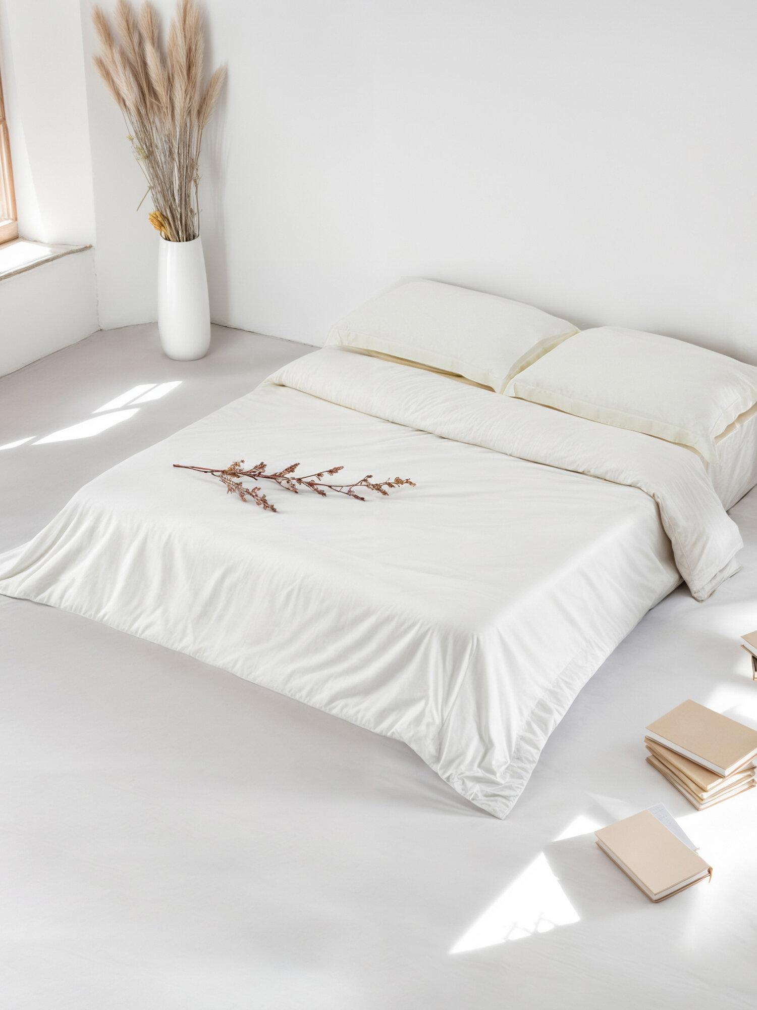 КПБ евро, бамбук, слоновая кость, Pure bamboo, Kuchenland, Kuchenland