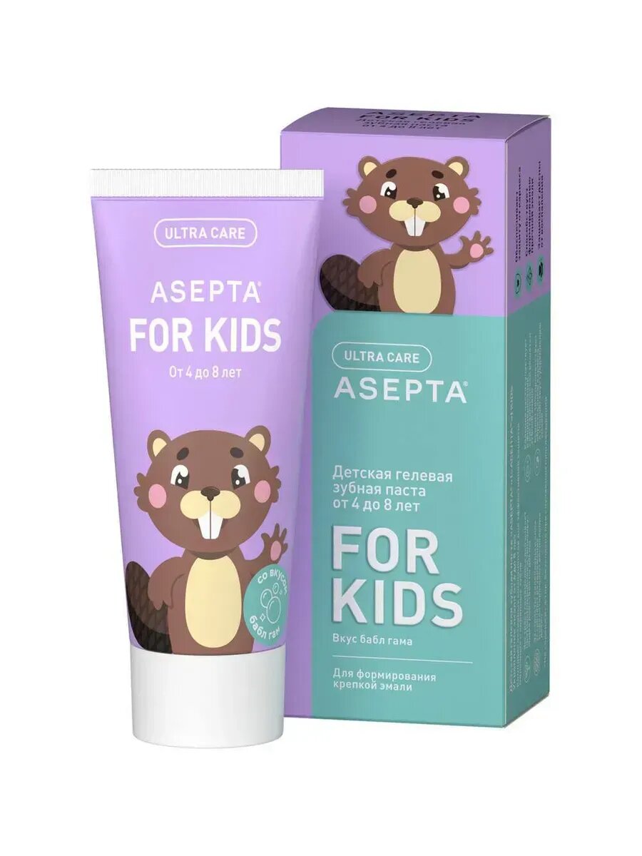 Асепта Kids Зубная паста гелевая укрепление эмали 50 мл