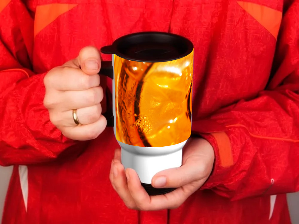 Тремокружка для авто с принтом "Кола-тоник, стекло, напиток со льдом" 0.5 л.