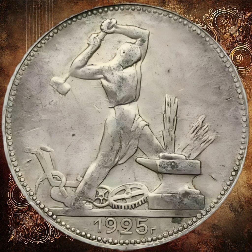 Полтинник (50 копеек) 1924-1925 гг, монета СССР времен Сталина сталинский полтинник монета 1924 года 50 копеек 1925