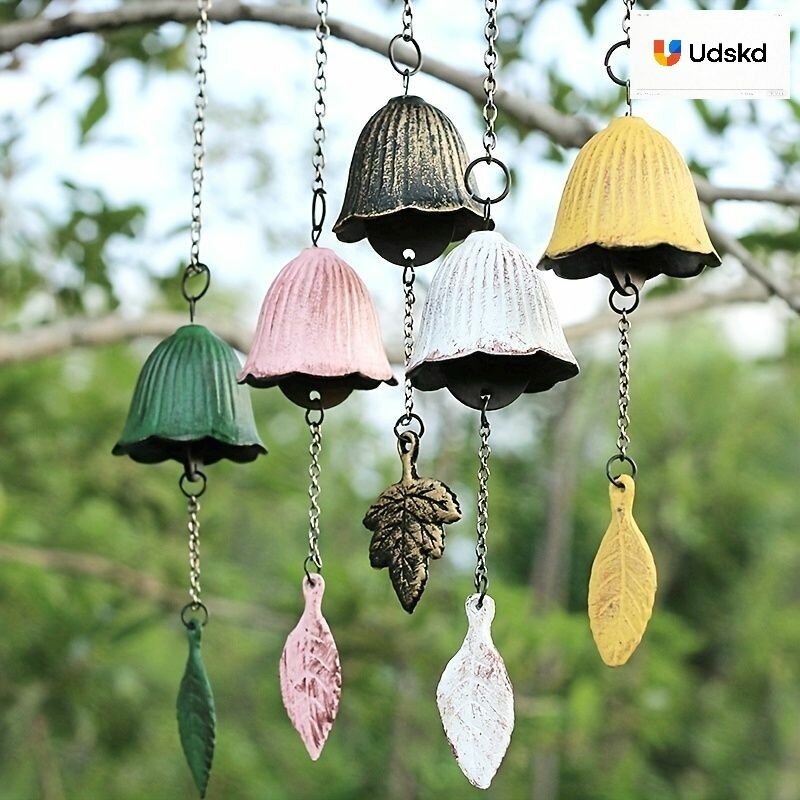 Эксклюзивные садовые подвески для балкона, террасы и кемпинга в виде листьев и цветов представлены декоративными японскими колокольчиками Музыка ветра из металла