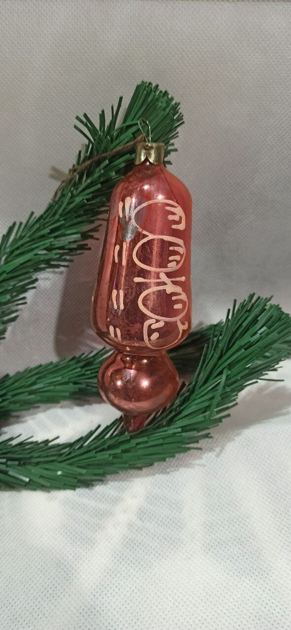 Елочная игрушка Колокольчик Союз Агитация подвесная винтажная советская, стекло, СССР