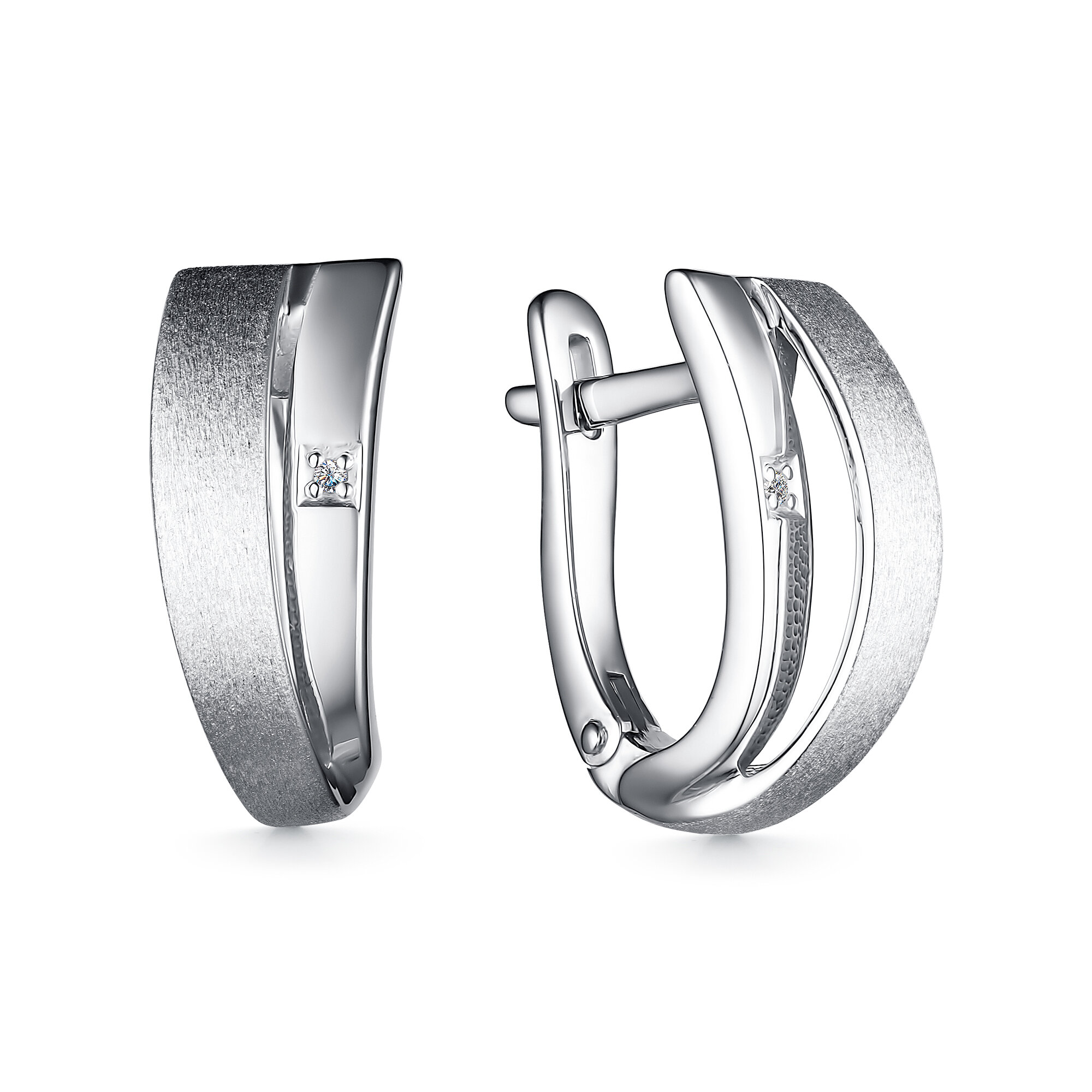 Серьги, серебро, 925 проба, серебрение, бриллиант
