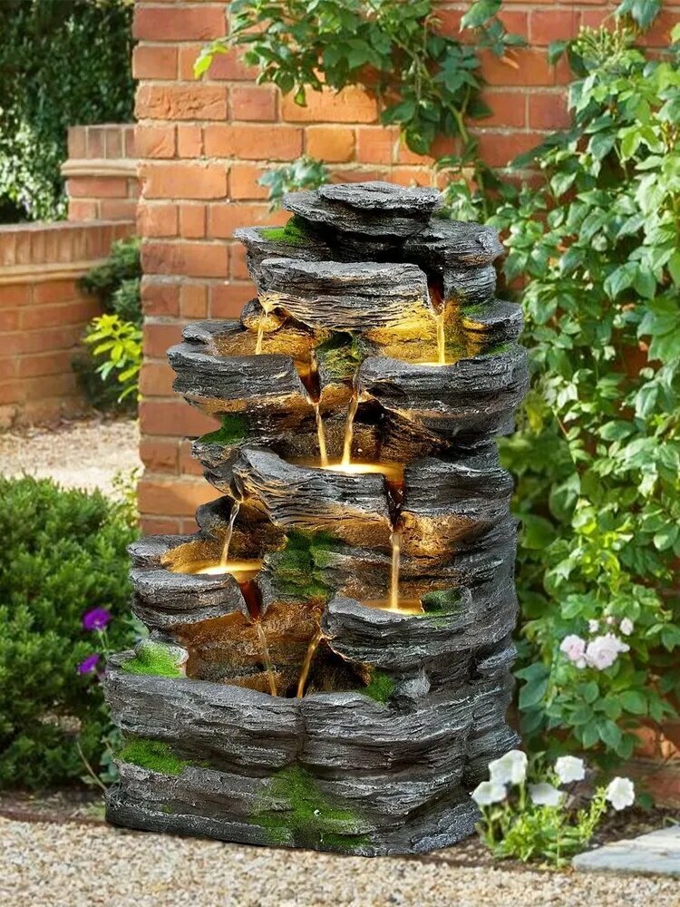 Фонтан садовый с подсветкой декоративный Высота 61 см