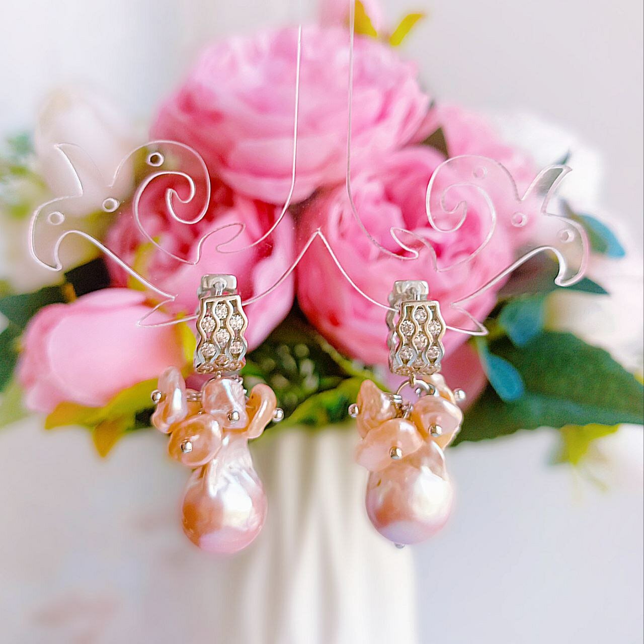 Серьги, жемчуг барочный