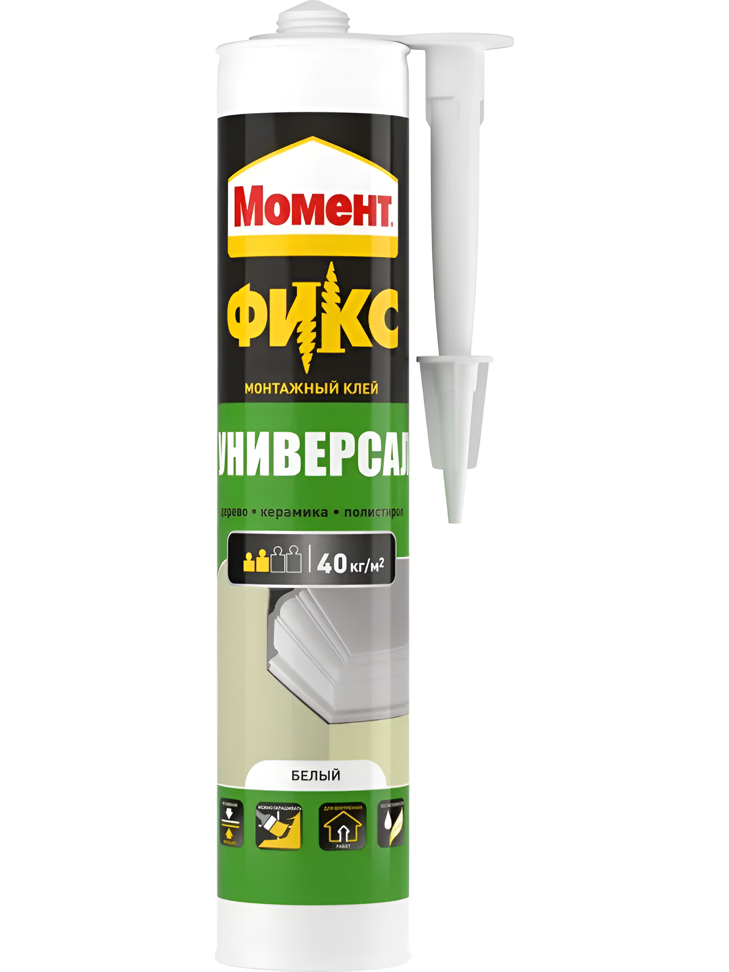 Клей универсальный Момент FIX Универсал монтажный белый 380 гр для ремонта, строительства, для дерева, плитки, плинтусов, пробки