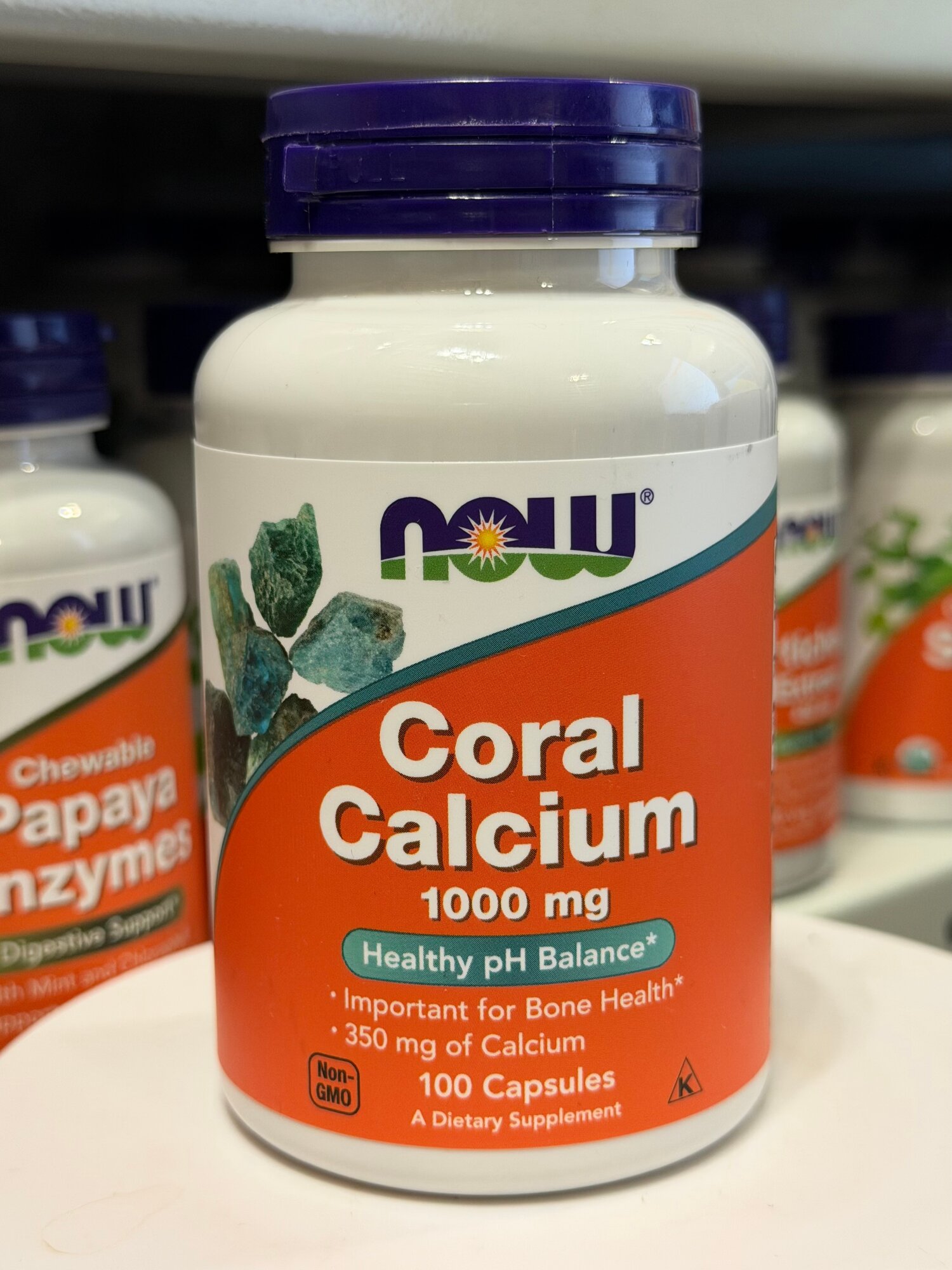 NOW Coral Calcium 1000 mg - коралловый кальций для костей, зубов и поддержки мышц, 100 капсул