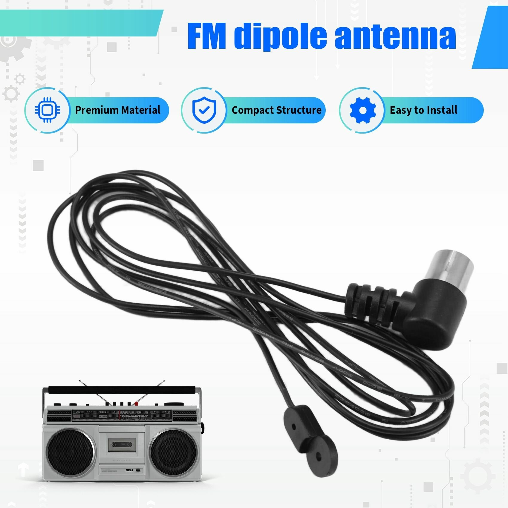 Am / Fm антенны FM дипольная антенна 75 Ом Pal разъем Радио Стерео Крытый для домашнего кинотеатра приемник Am / Fm антенны