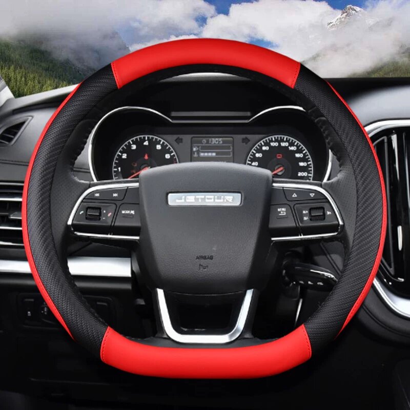 Анти-проскальзывание чехол для рулевого колеса Chery JETOUR X70 Plus/X70/X90/X95/X70M, все сезоны, без шитья, кожа,