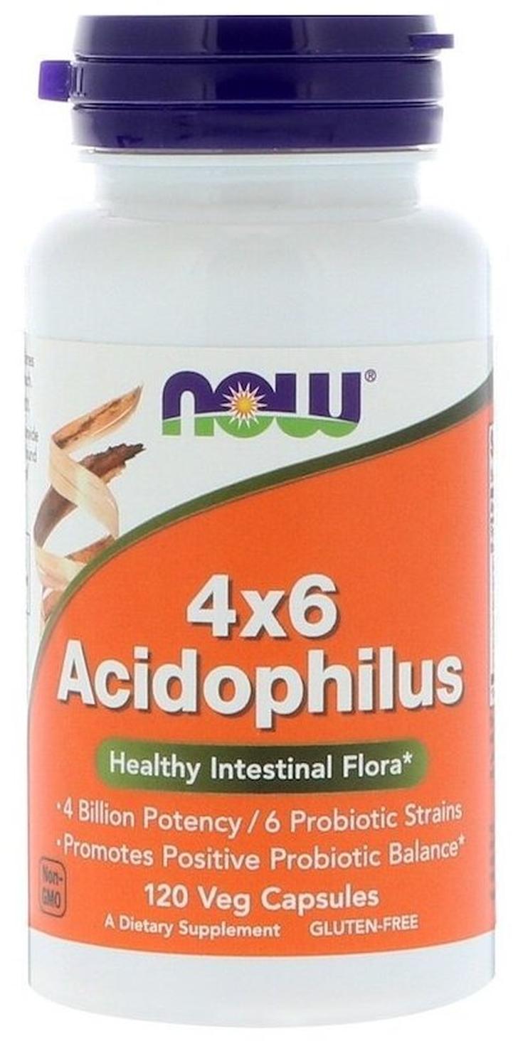 NOW Foods Acidophilus, Ацидофилус 4x6, 120 капсул, для пищеварительной системы