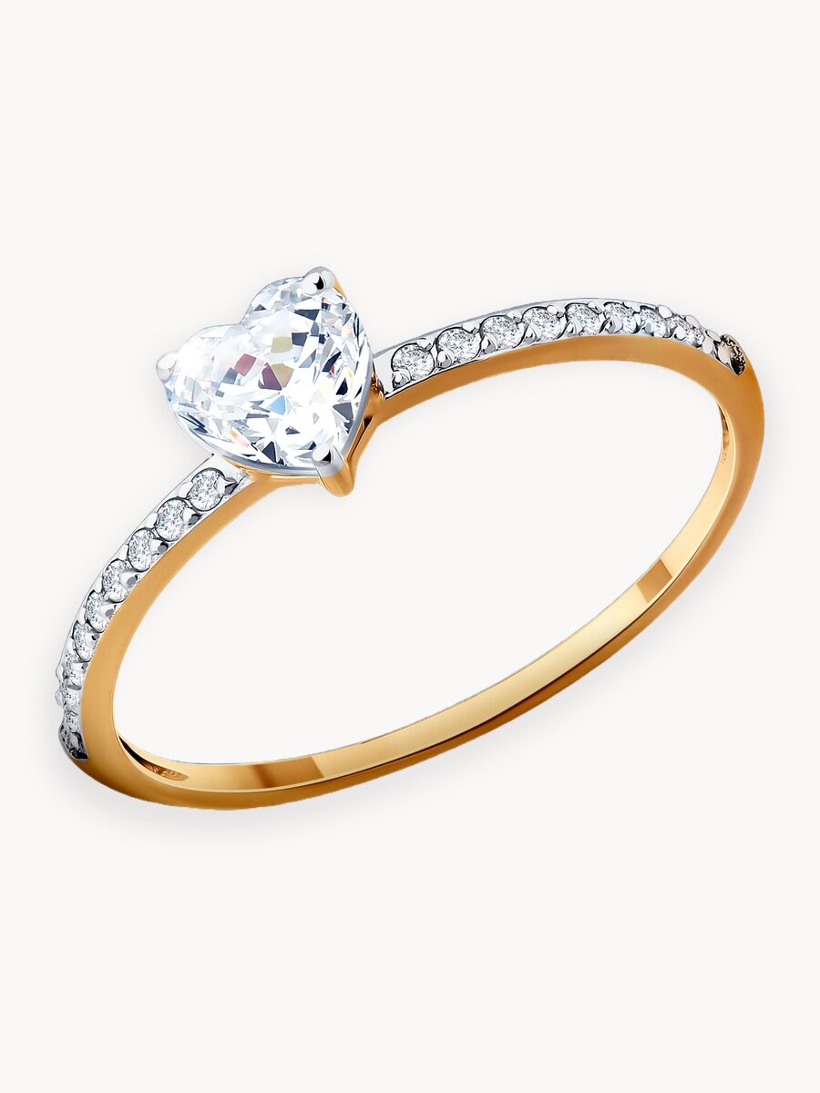 Кольцо, красное золото, 585 проба, фианит