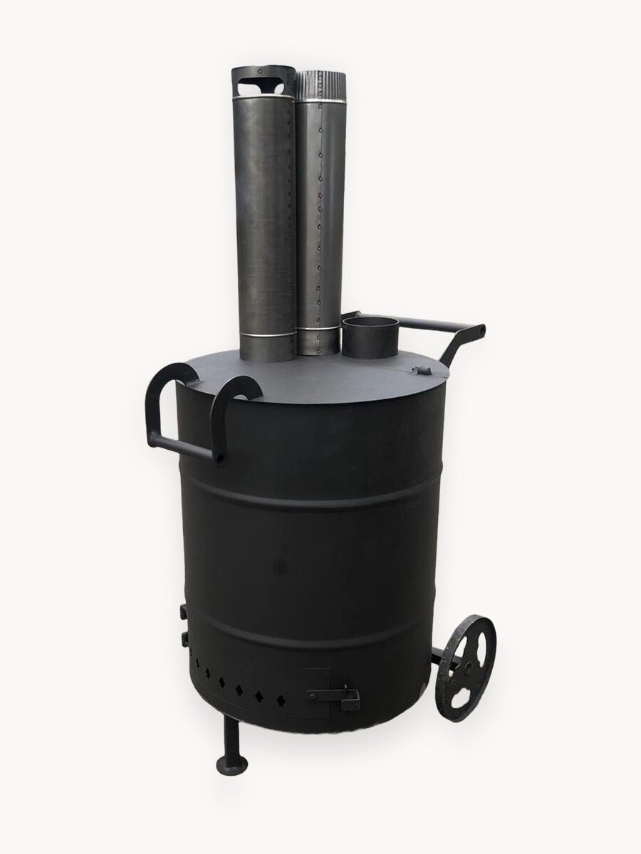 Бочка для сжигания мусора 115л с колосником и дымоходом, сталь 1,5мм