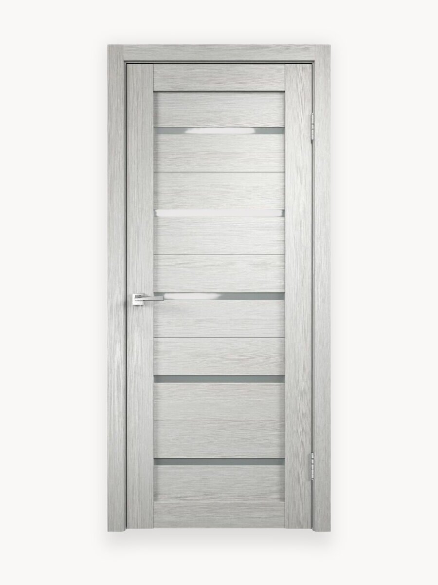 Дверь межкомнатная 700*2000, цвет Дуб белый, Комплект: полотно, коробочный брус, наличники; STANDART 1 стекло Мателюкс, Velldoris