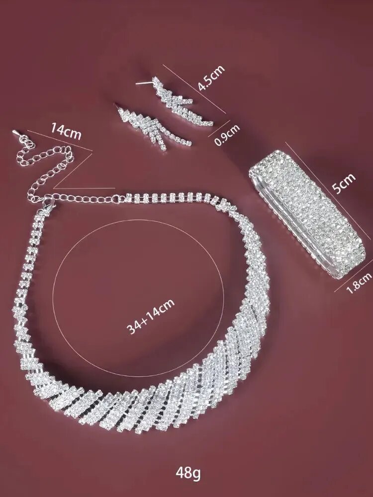 Комплект бижутерии, серебристый — фото 1