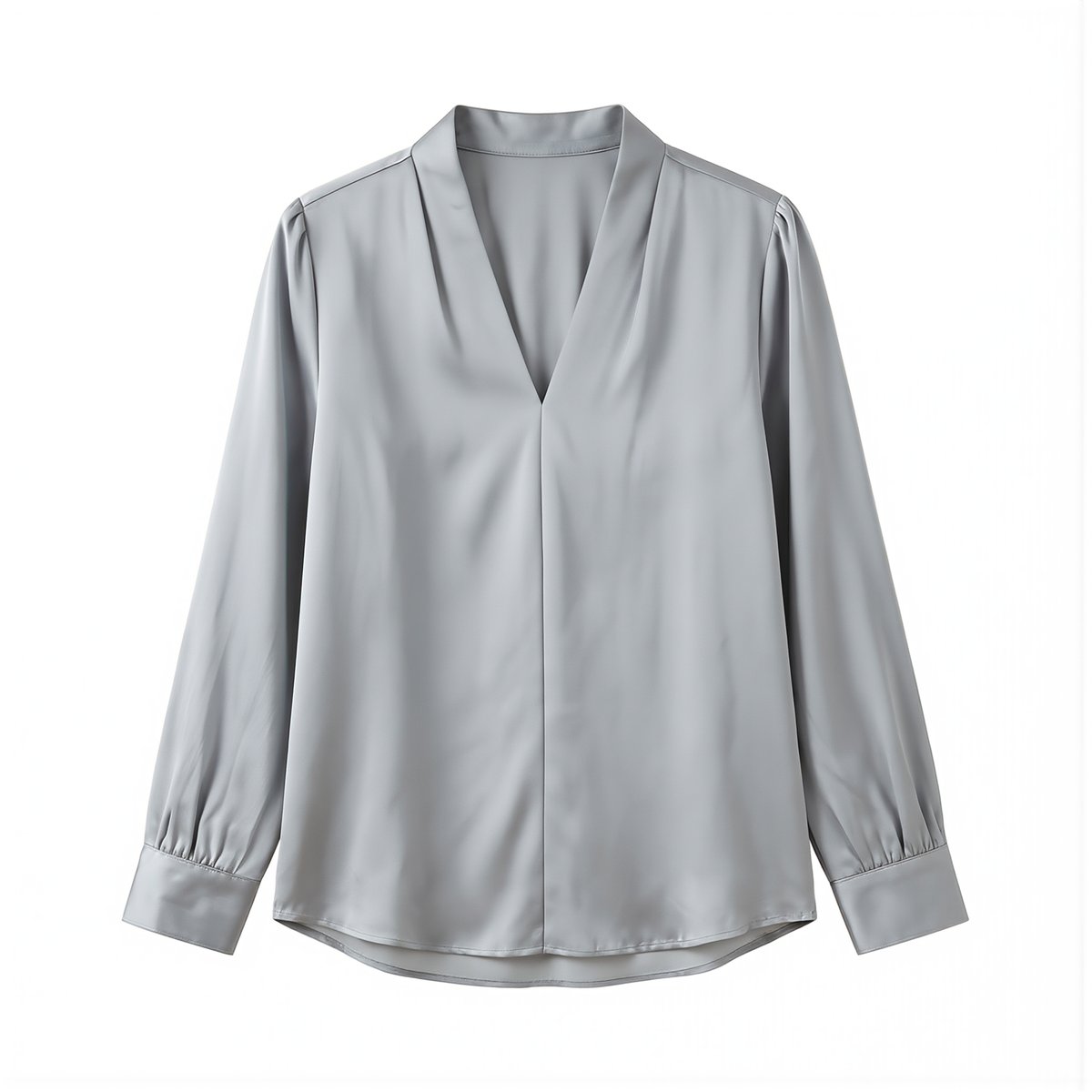 Женская блузка для работы в офисе элегантный крой мягкая шелковая ткань V-вырез длинные рукава сезон весна осень размер S для женщин 20 35 лет