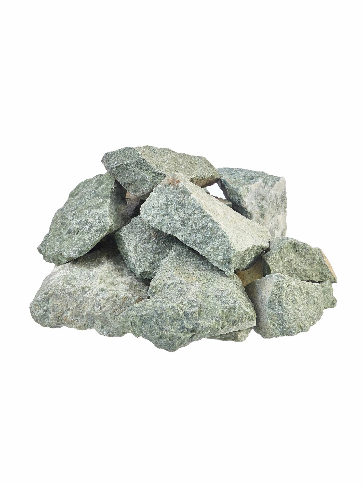Камни для бани Жадеит Колотый GREEN серия 10 кг. (фракция 80-130 мм.)
