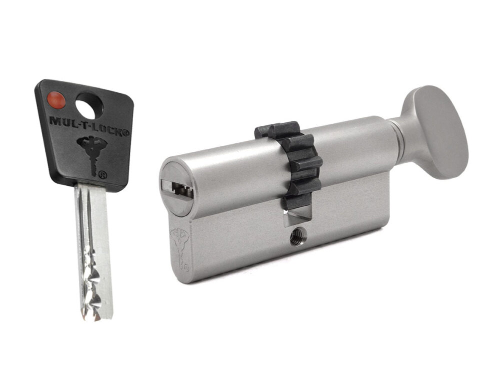Цилиндр Mul-t-lock 7x7 ключ-вертушка 76мм (размер 43х33В мм) - Никель, Шестеренка