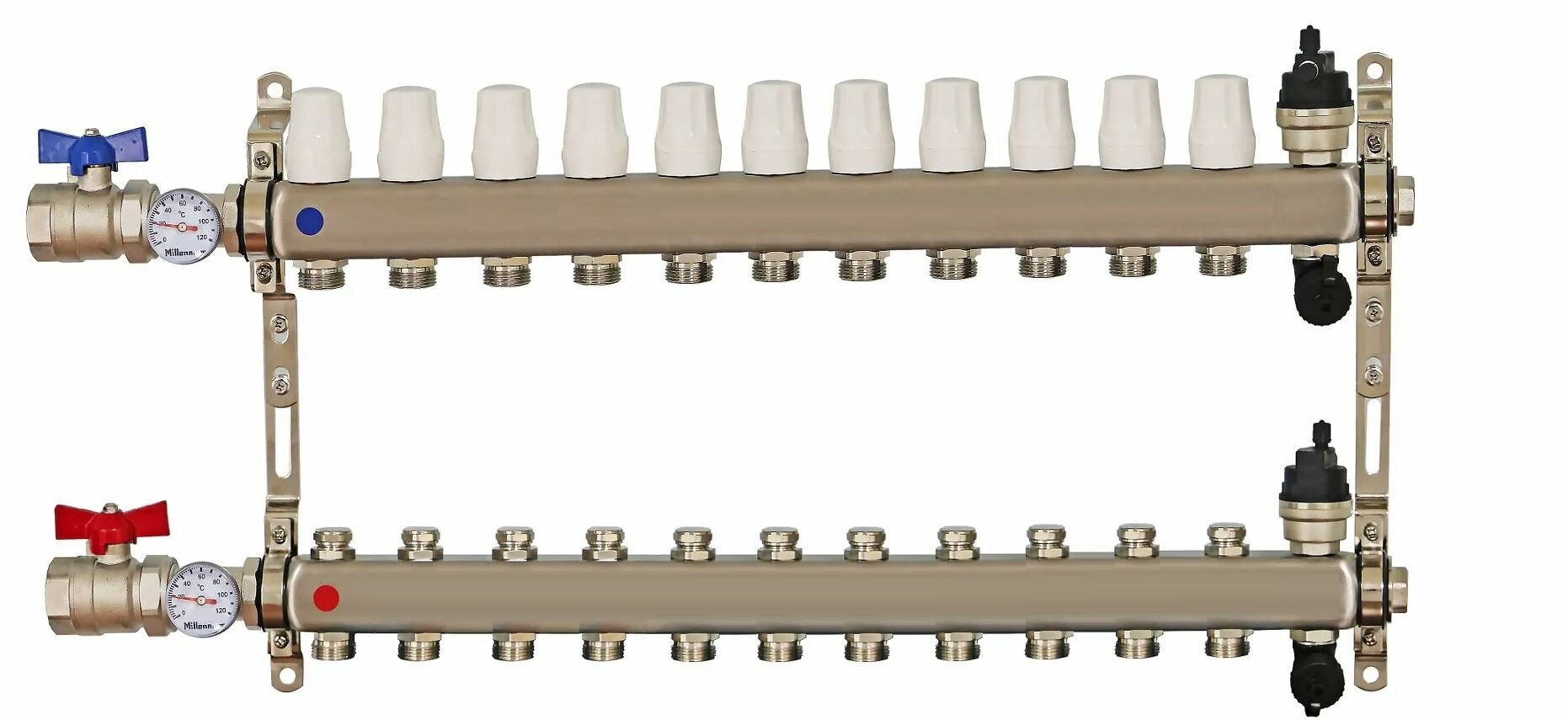 Коллекторная группа Millennium 1", 11 выхода 3/4" с кранами (без расходомеров). Арт. KGKT1111