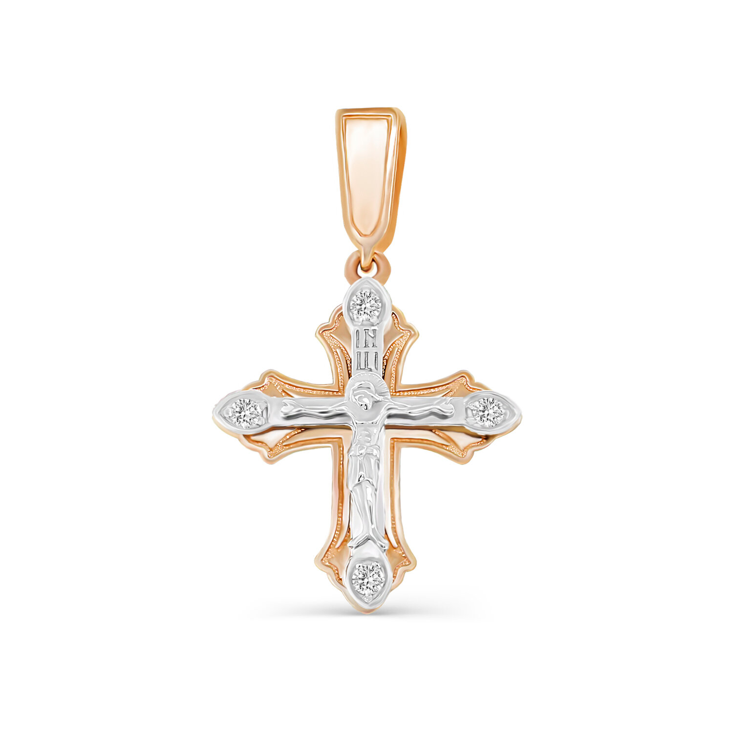 Крестик, красное золото, 585 проба, бриллиант