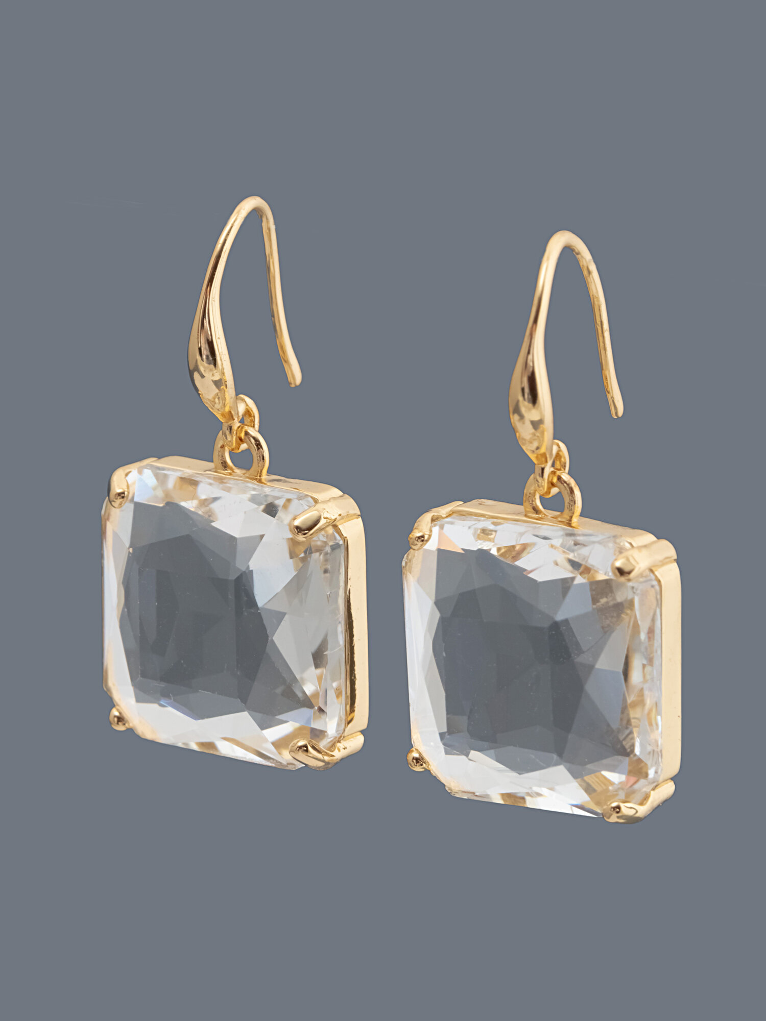 Серьги ЖемАрт, кристалл, бесцветный, золотой — фото 1
