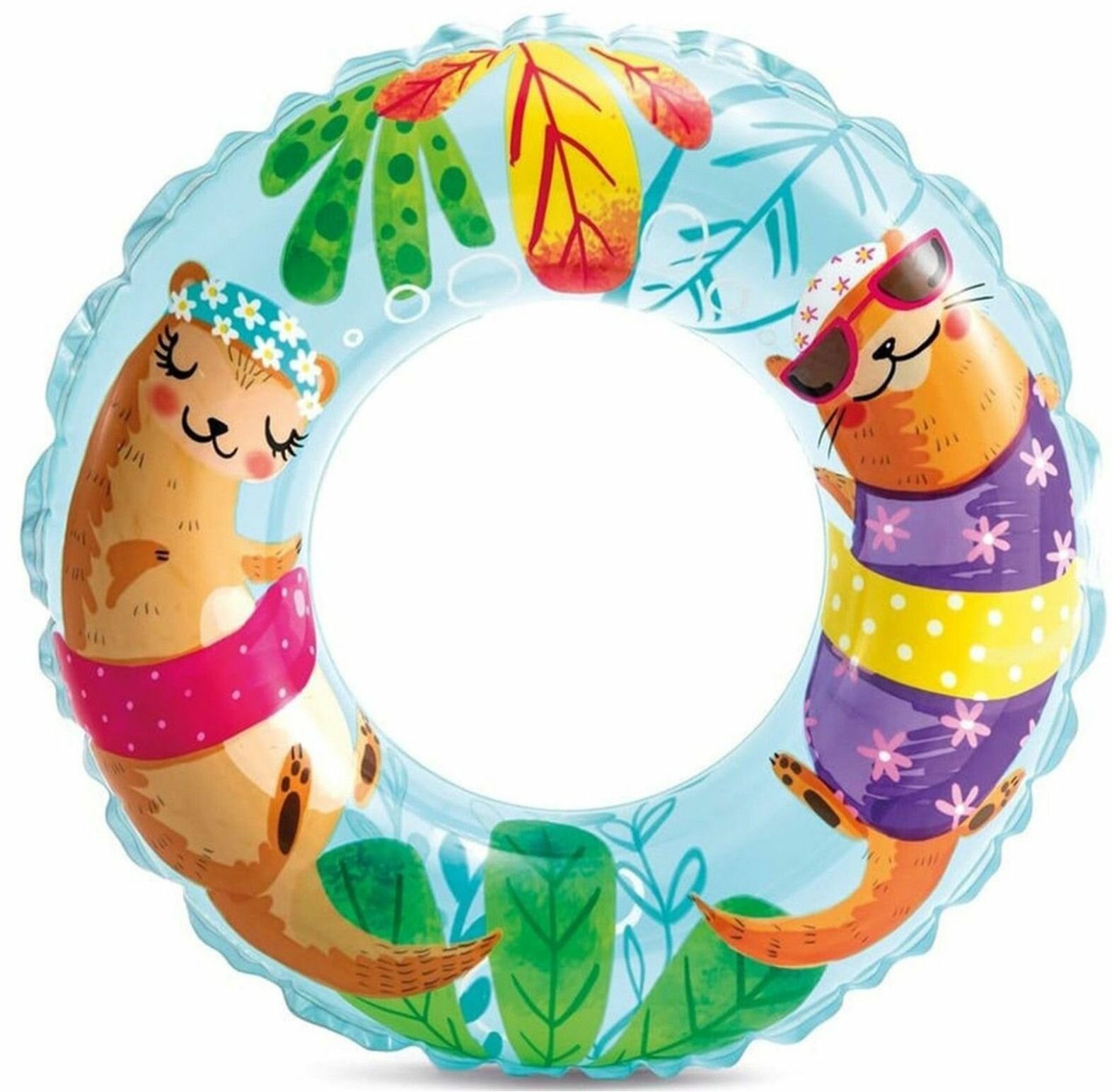 Детский надувной круг INTEX "Океан" для плавания и купания на море и в бассейне, плавательный круг диаметр 61 см, от 6-10 лет, цвета микс