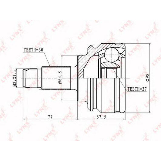 Ремкомплект шруса внешний для автомобиля BMW БМВ, LYNXAUTO CO-1400 (1 шт.)