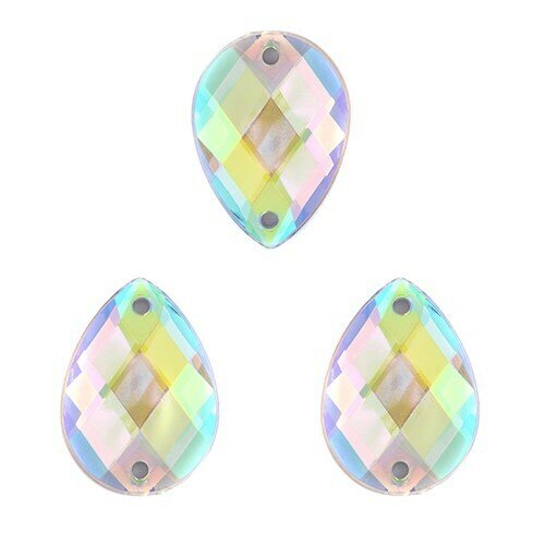 Стразы пришивные пластиковые 18x25 мм капля цв. CRYSTAL AB упак.50 шт