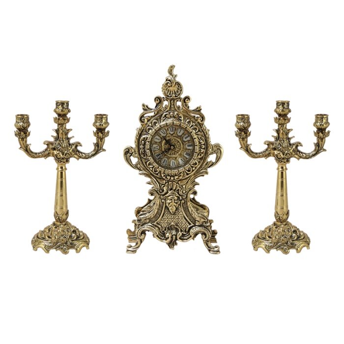 Bronza Portugal BP-10593 Каминные часы с маятником с канделябрами олеандр