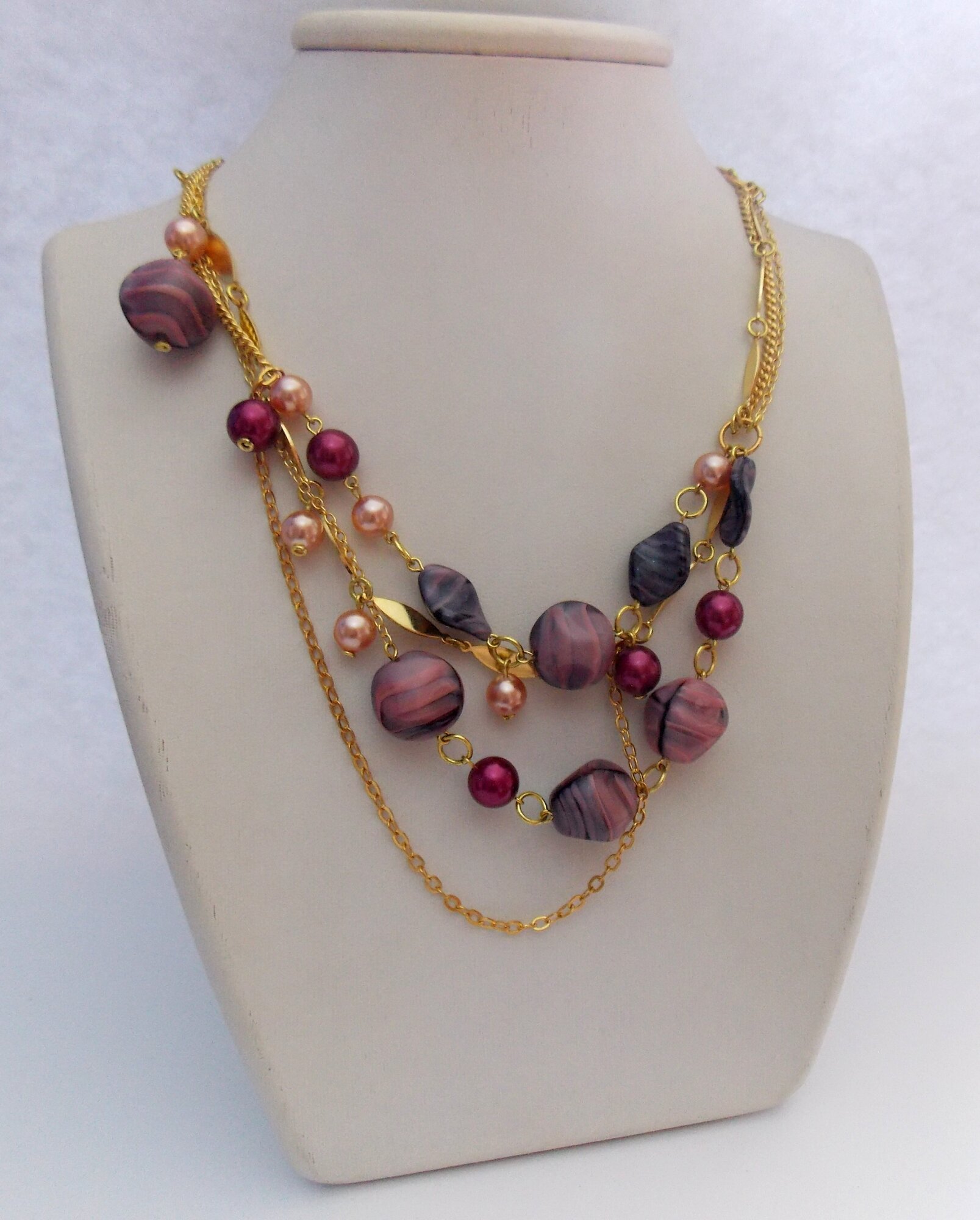 Колье, стекло, жемчуг имитация