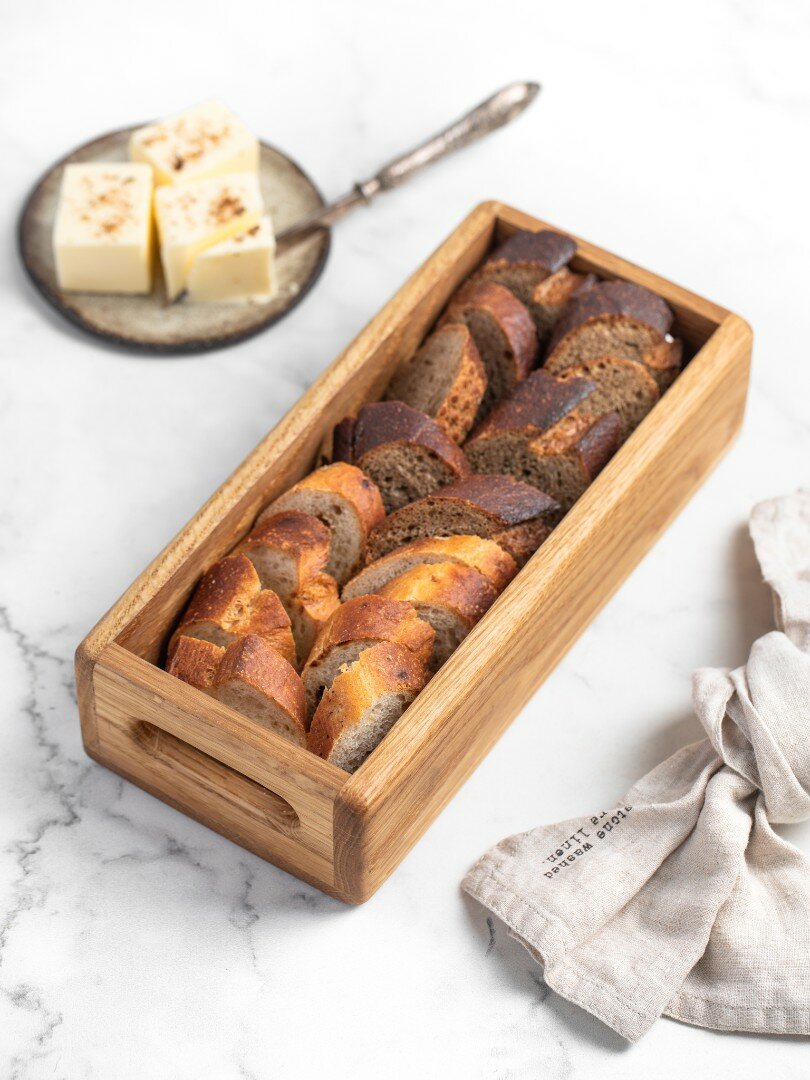 Корзинка для хлеба из дуба в натуральном цвете Foxwoodrus, для хлеба, выпечки, столовых приборов, для ресторана, кафе, бара