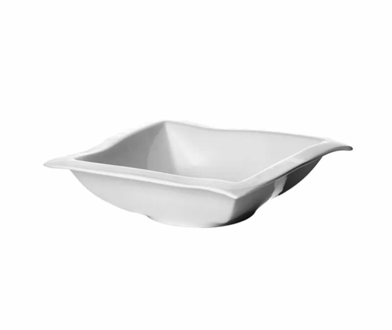 Салатник фарфоровый "Кунстверк" квадратный 920мл 21х21см волнистый с бортом