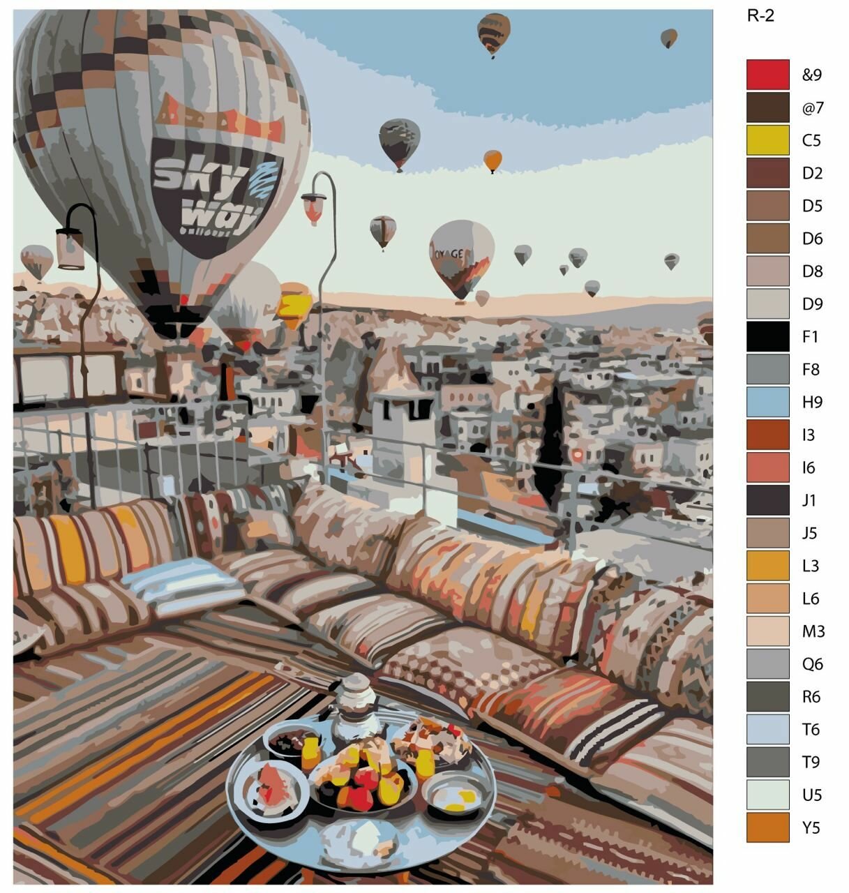 Картина по номерам R-2 "Каппадокия. Вид с веранды на воздушные шары" 40x50 см