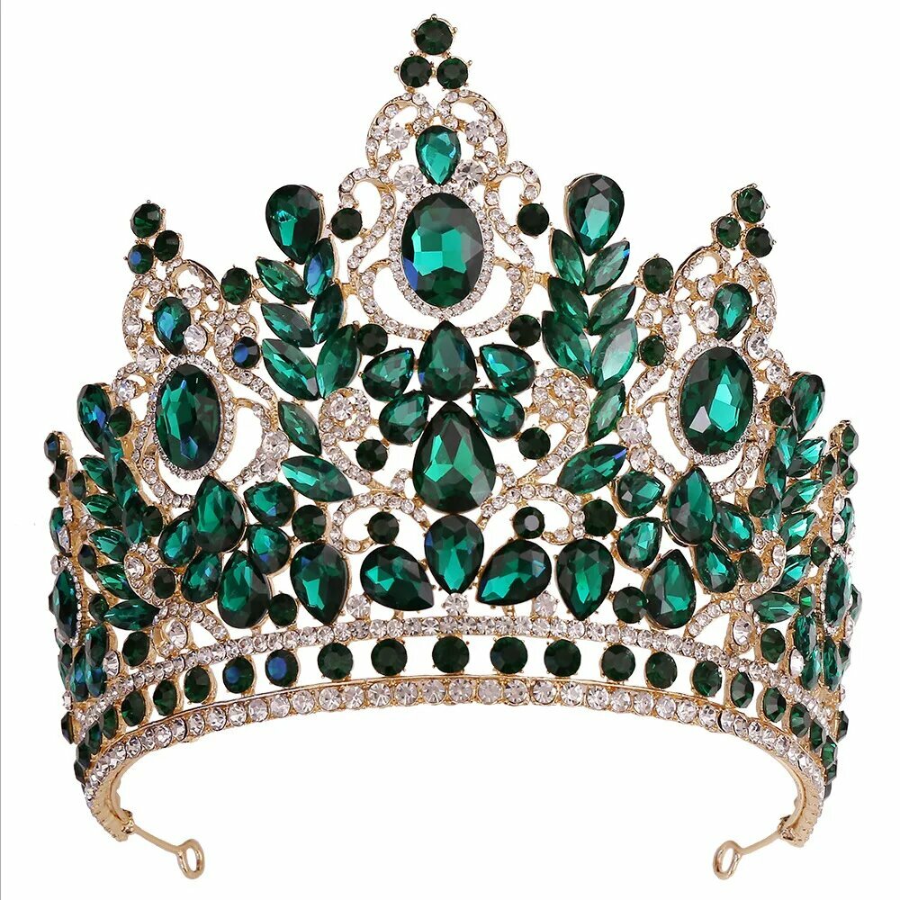 Изумрудная корона с кристаллами, Gold Green