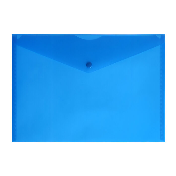 Набор папок-конвертов на кнопке 10 штук, А4, 150 мкм, Calligrata Standard, прозрачные, синие
