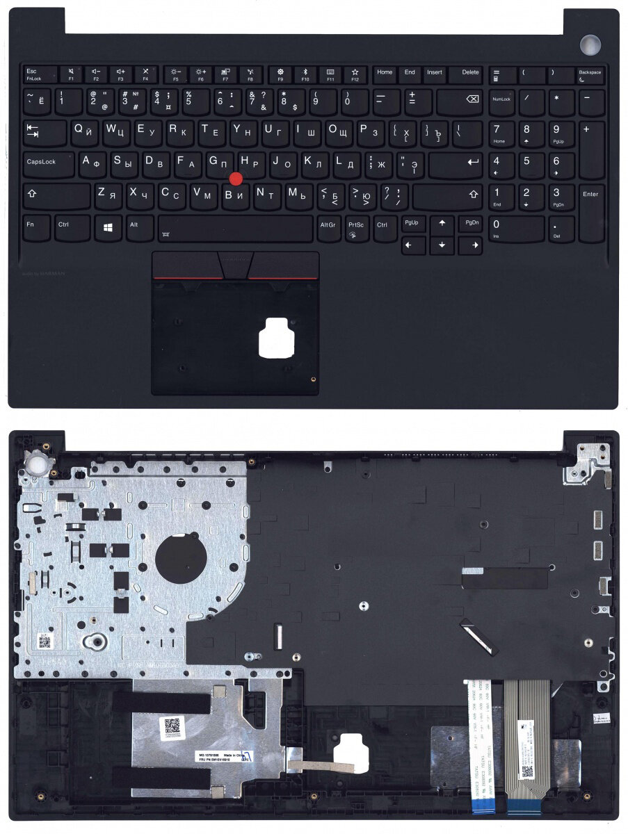 Клавиатура для Lenovo ThinkPad E15 черная с черным топкейсом
