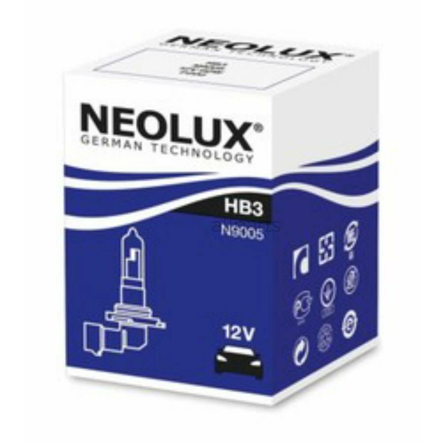 NEOLUX N9005 Лампа галогенная HB3 12V 60W P20d Standart (стандартные характеристики)