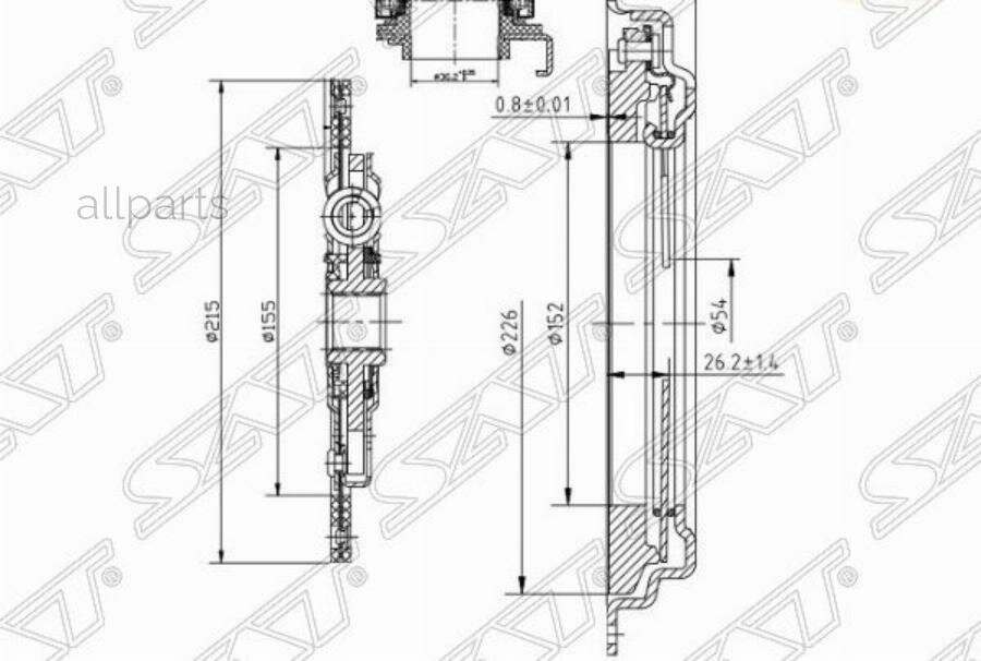 SAT ST-WMZ022 Комплект сцепления MAZDA 6 2/2,3 04- D=215