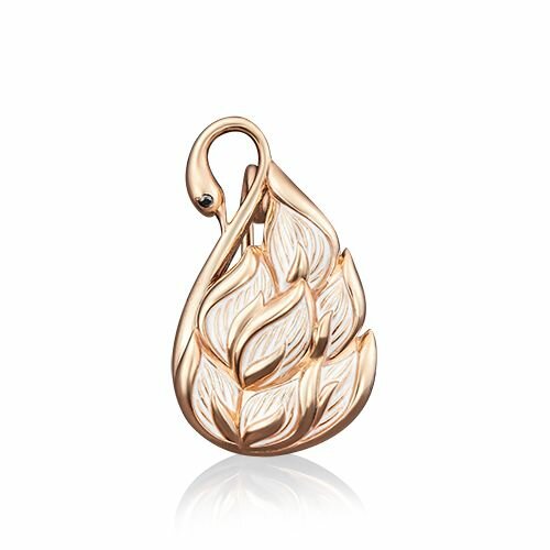 Брошь, красное золото, 585 проба, фианит, эмаль