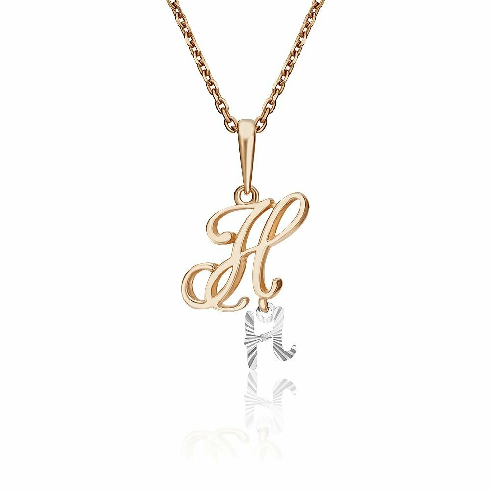 Подвеска, комбинированное золото, 585 проба, родирование