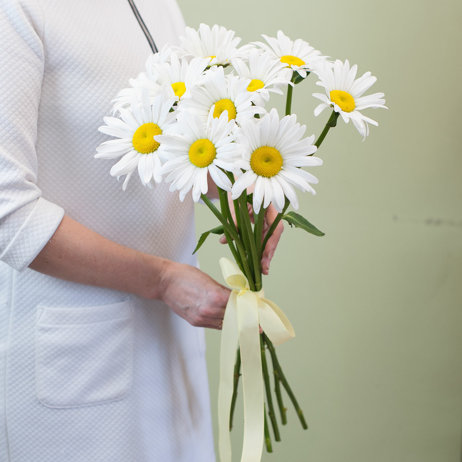 Букет "Милая ромашка", Charlotte, 11 цветов, высота 40 см, оформление под ленту