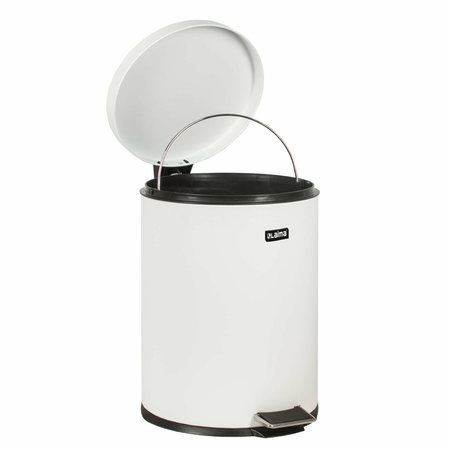 Ведро мусорное с педалью 5 литров "Classic", белое глянцевое, металлическое, со съемным внутренним ведром, LAIMA, 604947