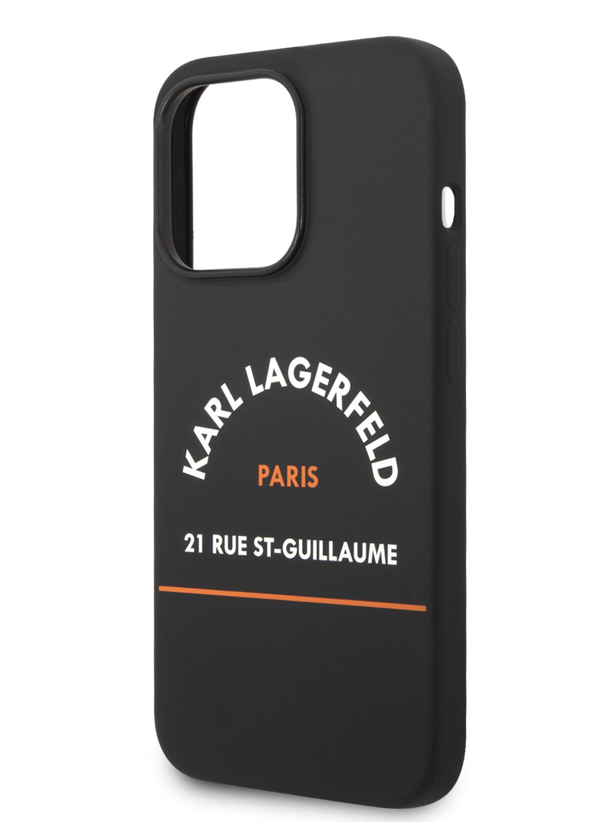 Lagerfeld для iPhone 14 Pro Max чехол Liquid silicone RSG logo Hard Black/Orange (MagSafe)