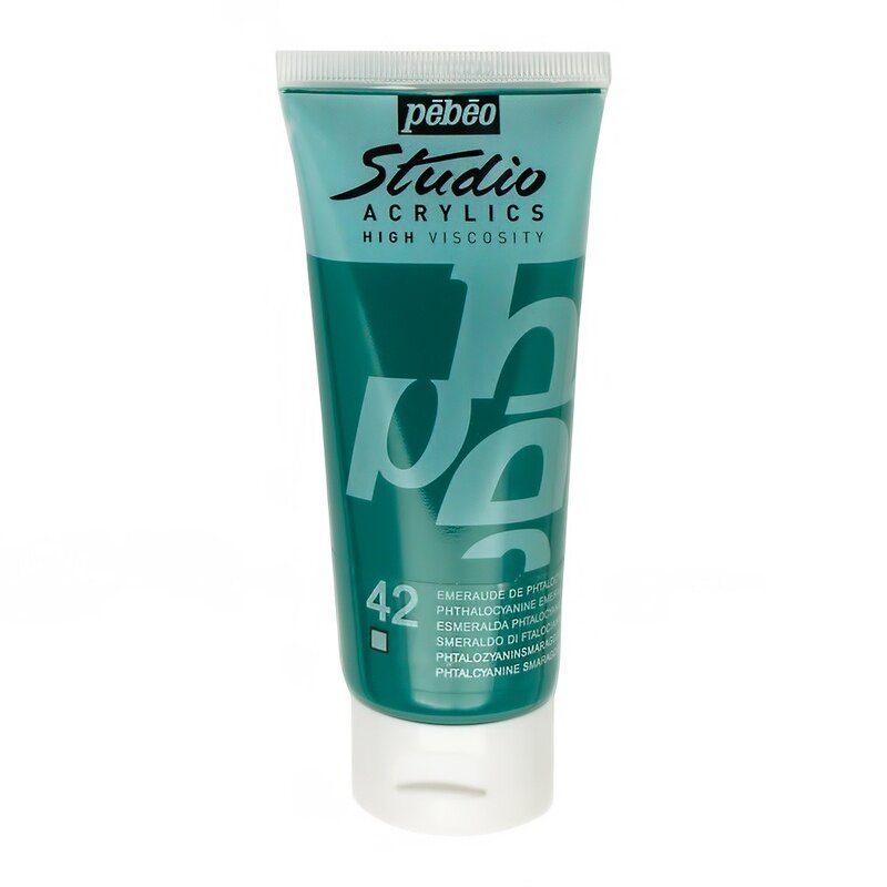 Краска акриловая Pebeo Studio Acrylics, 100 мл, изумрудный фталоцианин