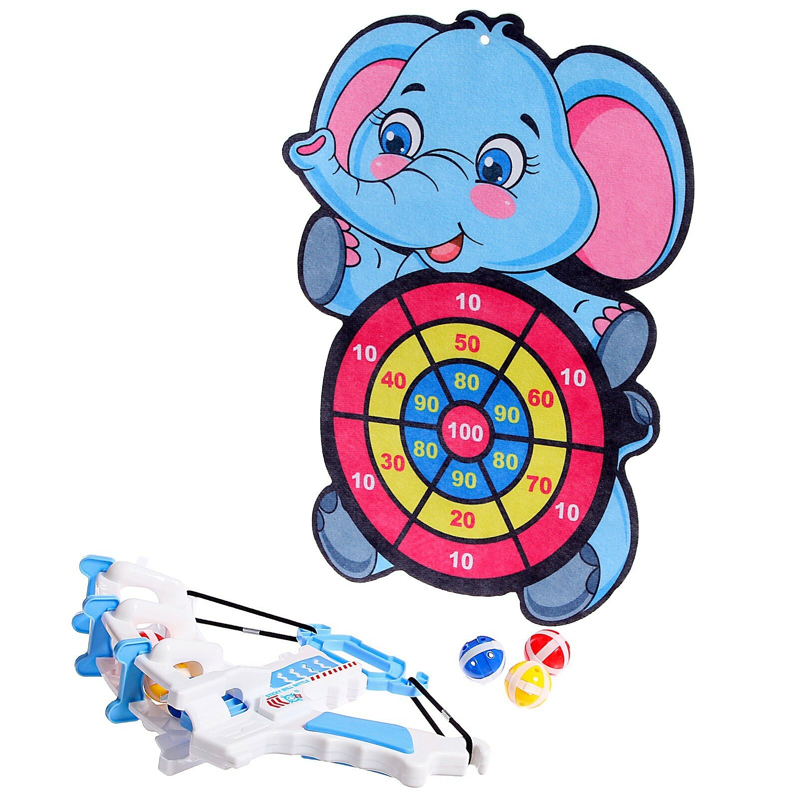 Дартс «Слоник»,6 шариков на липучках с луком для запуска 9428815