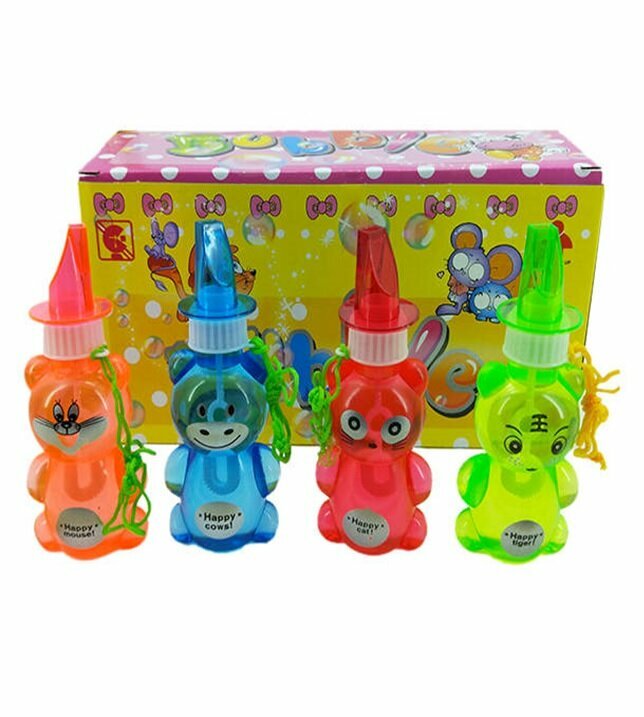 Мыльные пузыри 1TOY Мы-шарики! в виде животных, со свистком, маленькие, 100 мл, 1 шт, в ассортименте 1шт