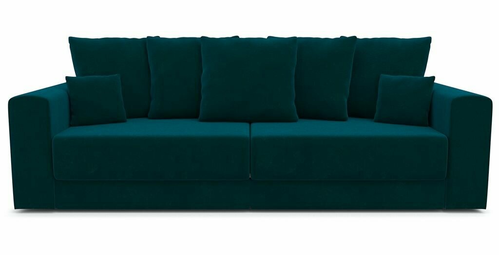 Диван-кровать, раскладной PUSHE, Мэдисон Lux, с подушками, велюр, зеленый Velutto 20