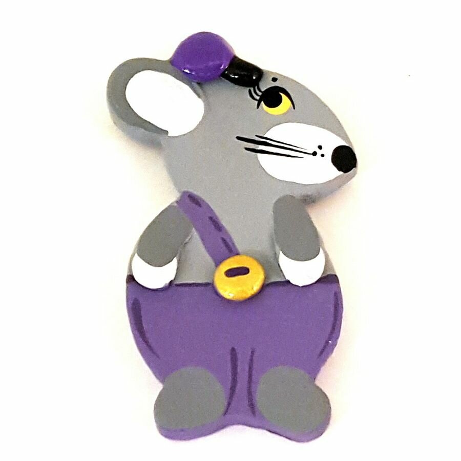 Магнит "Мышь"-3, Ковровская глиняная игрушка, ручная авторская работа