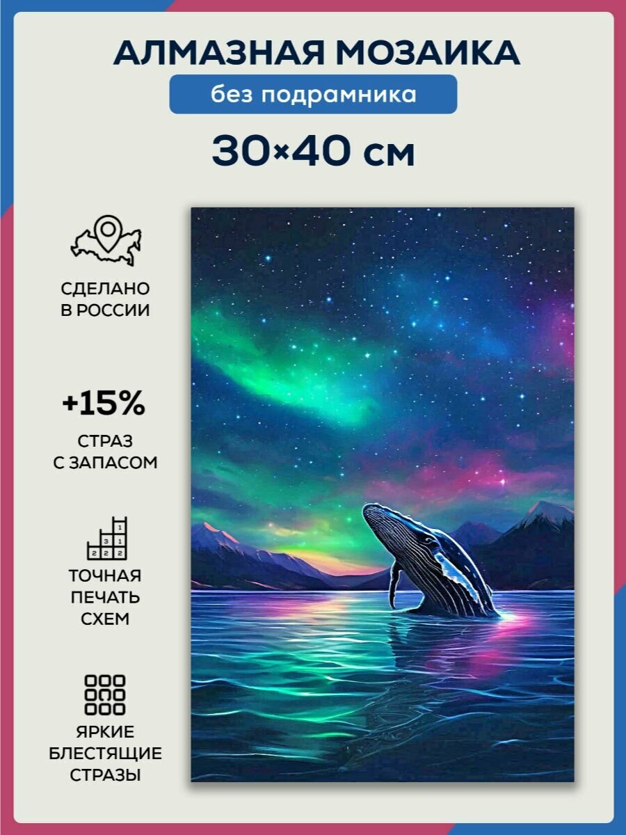 Алмазная мозаика 30x40 Северное сияние без подрамника